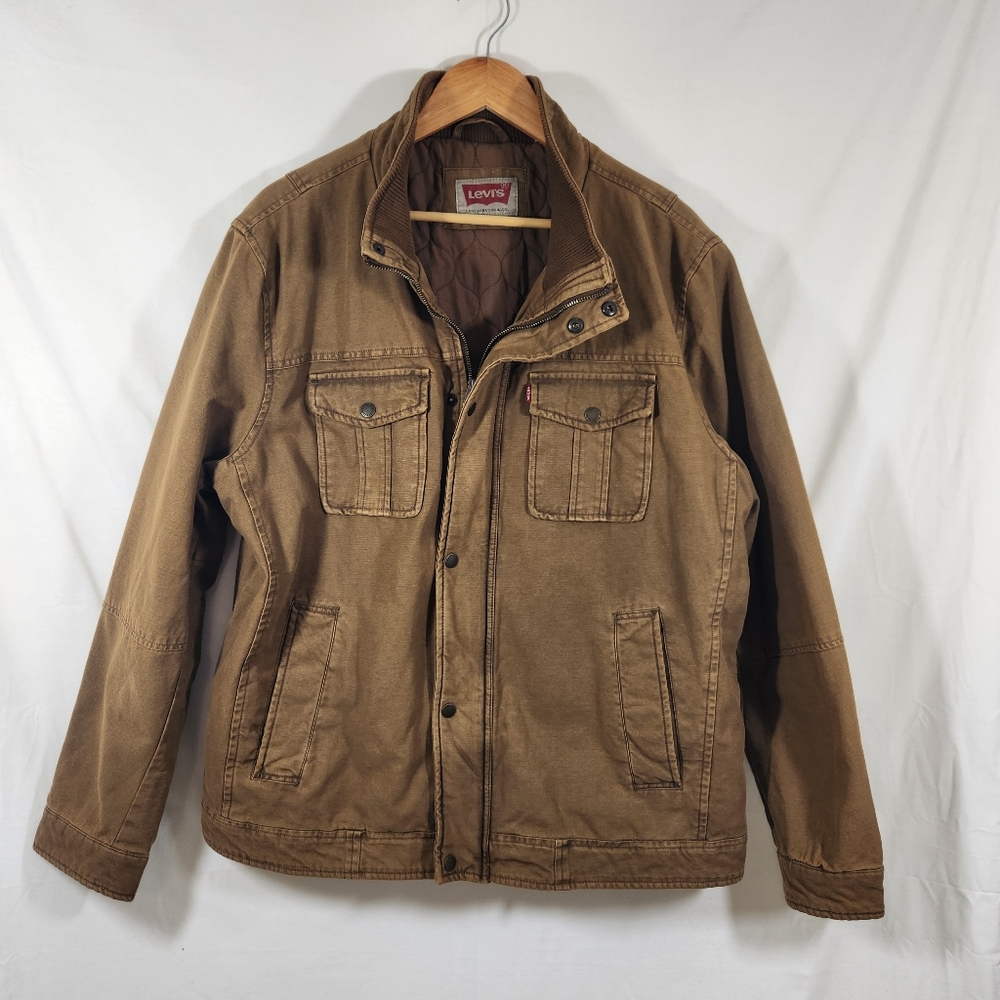 Levis Mens Chore Barn Work Military Style Coat Brown … - Gem